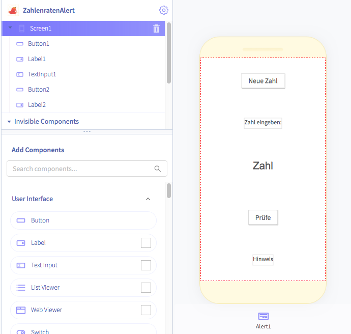 Zahlenraten Thunkable X